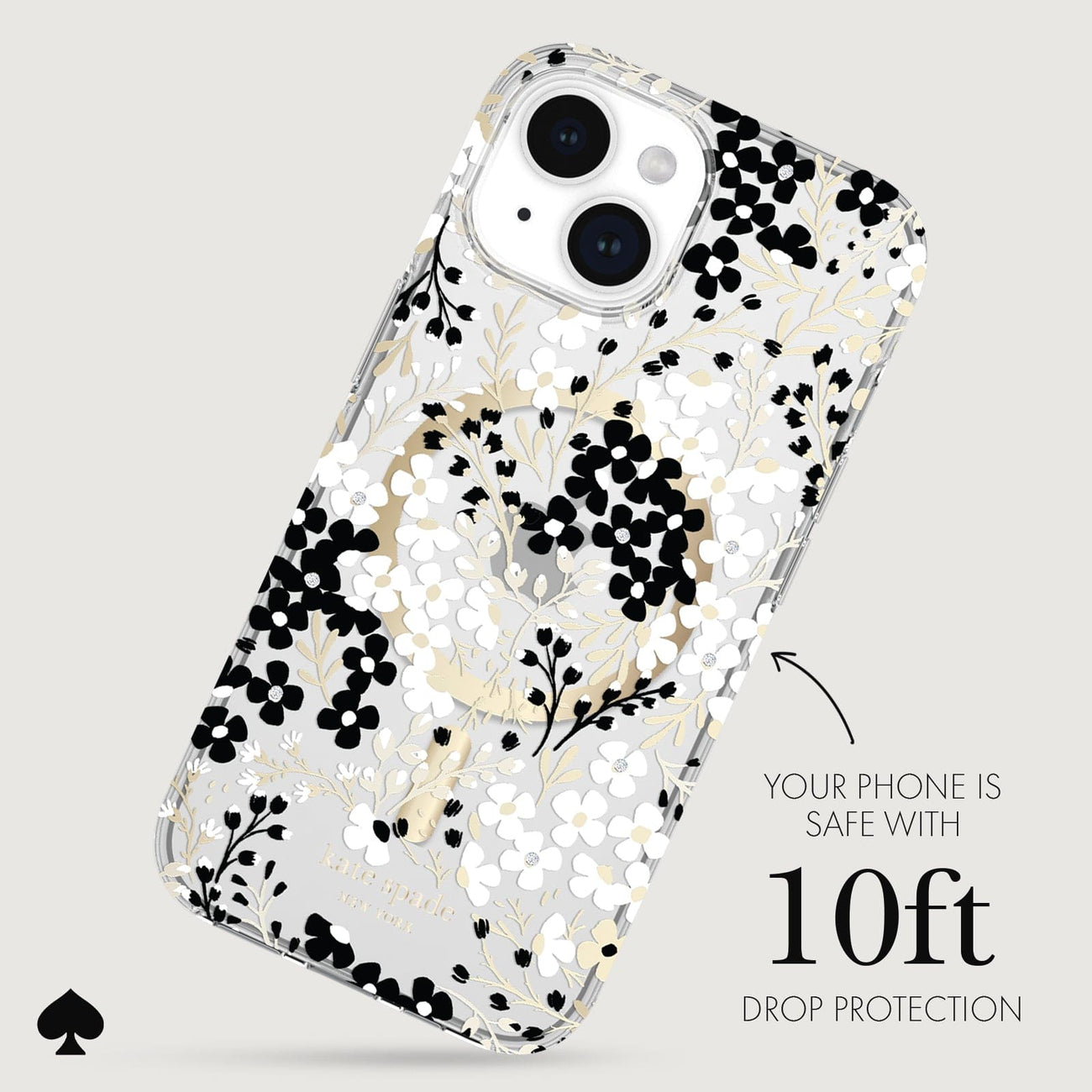 kate spade new york Multi Floral Black and White MagSafe - iPhone 15