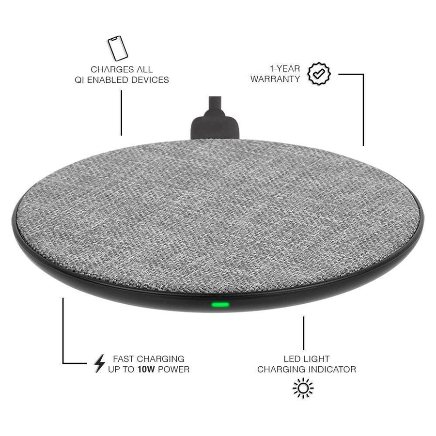 Gray Disc Wireless Charger for iPhone/Samsung